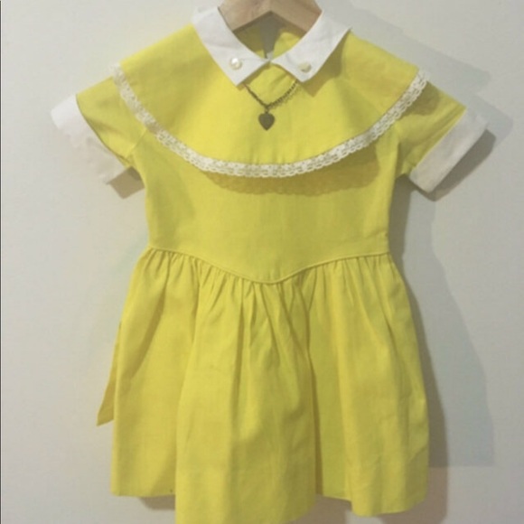 Vintage | Dresses | Unique Vintage Yellow School Girl Frock 2t 3t ...